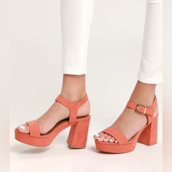 Lulus | Shoes | Lulus Kimala Ash Coral Suede Platform Heels | Poshmark